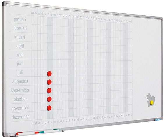 Planbord Softline profiel 8mm Jaar GB, incl. dagstroken - 60x120 cm ...